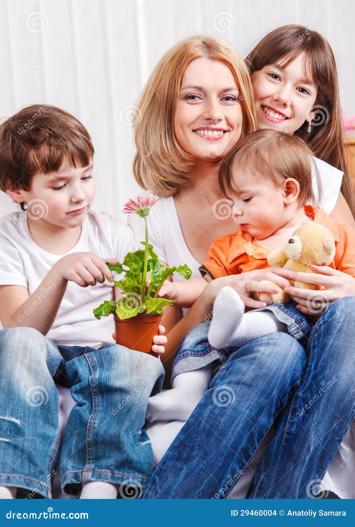 Mother and kids stock photo. Image of four, happy, little - 29460004