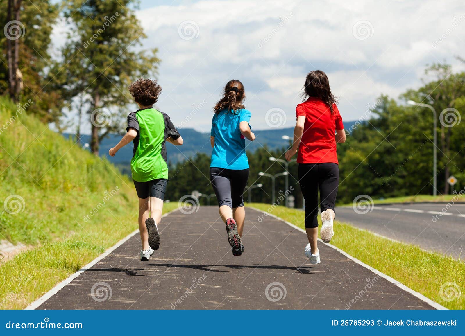 Mother with kids running stock image. Image of joyful - 28785293
