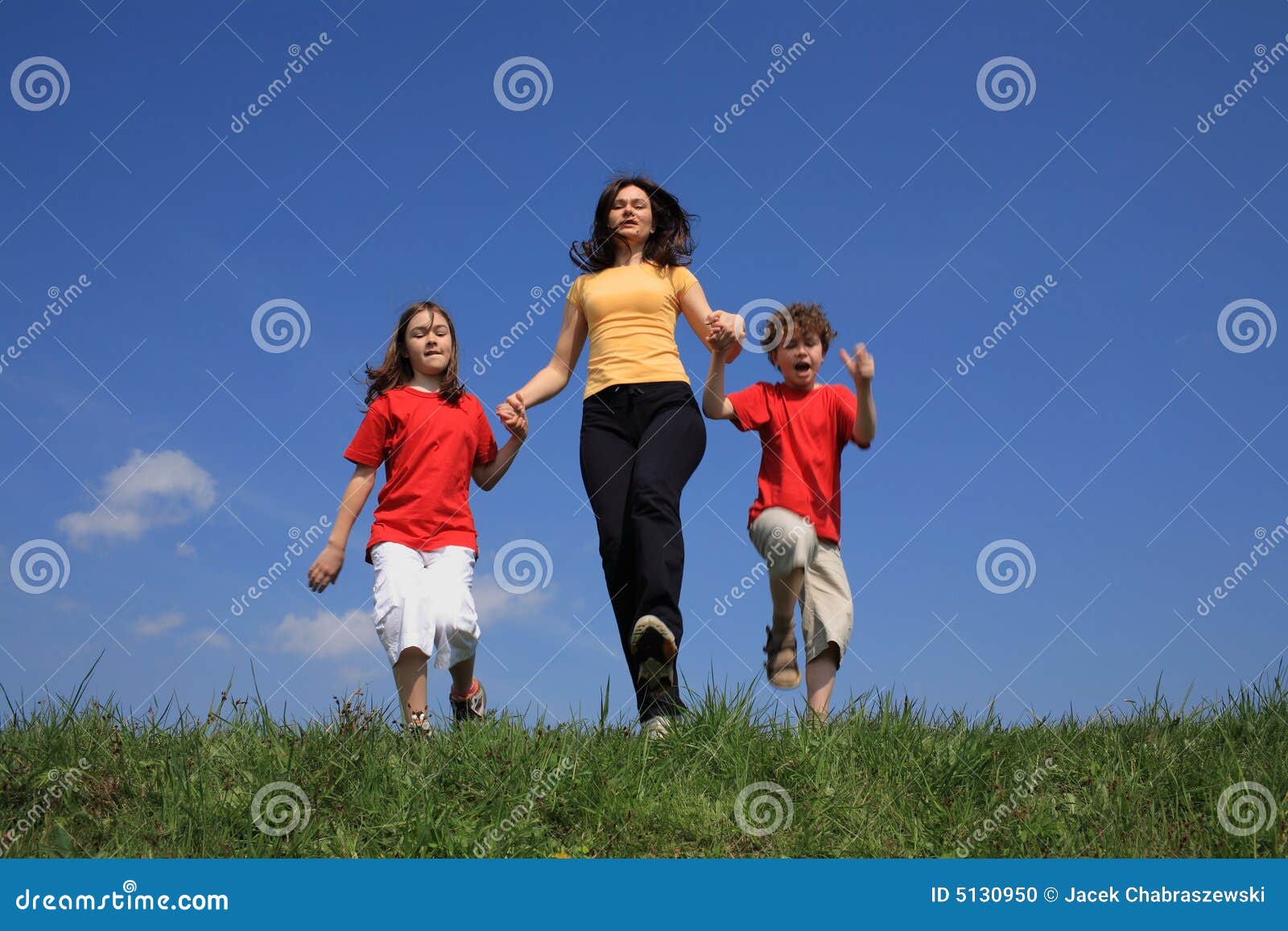 Mother with kids running stock photo. Image of daughter - 5130950