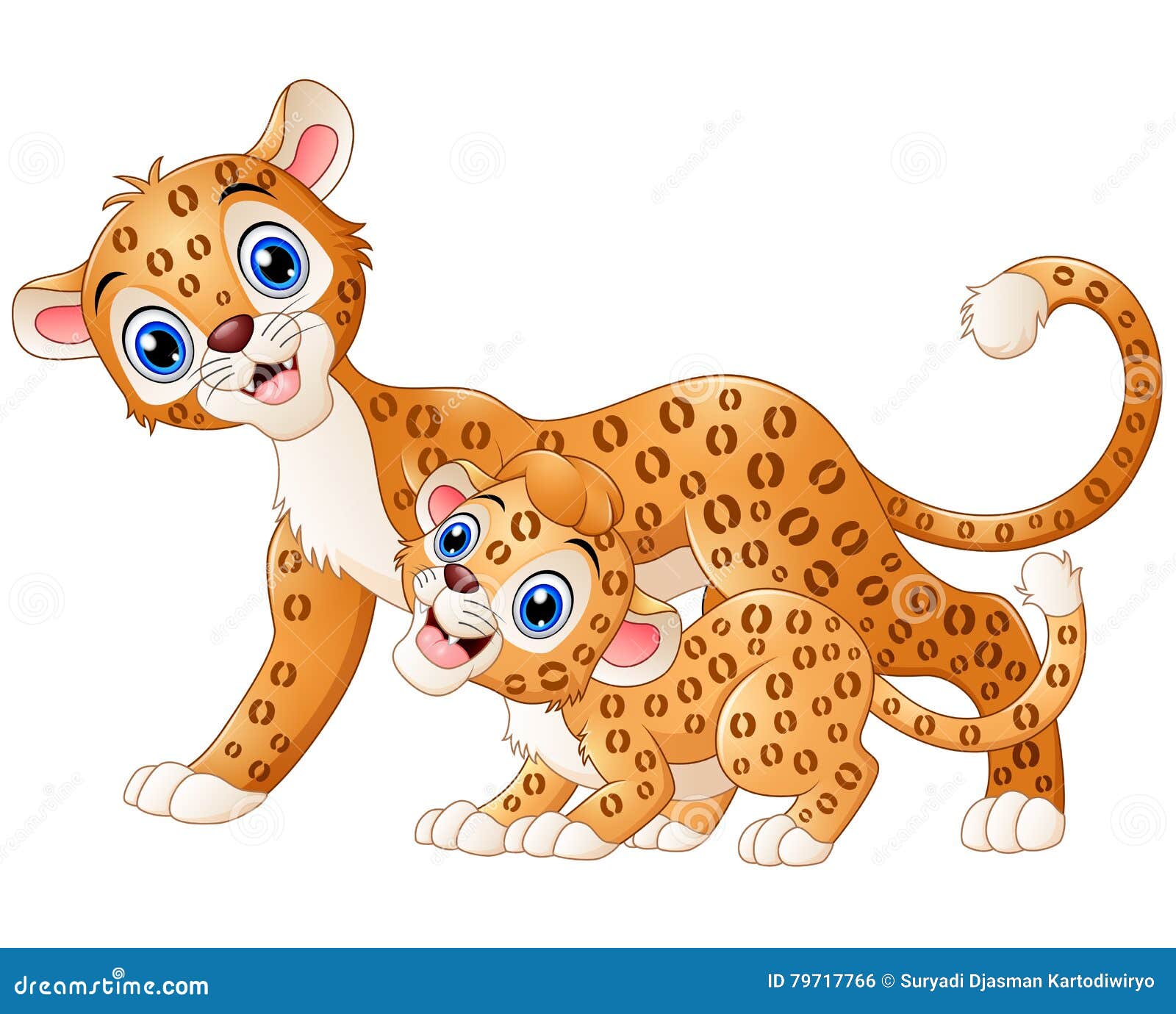 Mother Leopard And Cub Leopard Cartoon Vector Illustration ...