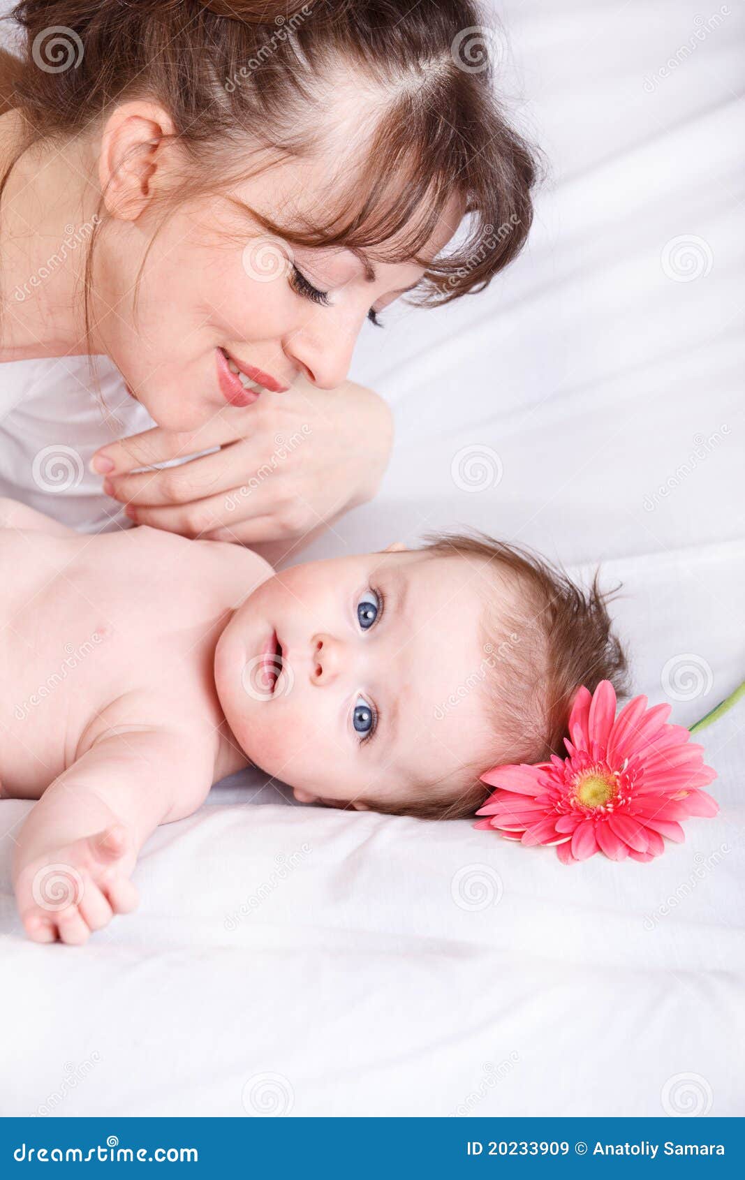 Mother looking at baby stock image. Image of eyes, angelic - 20233909