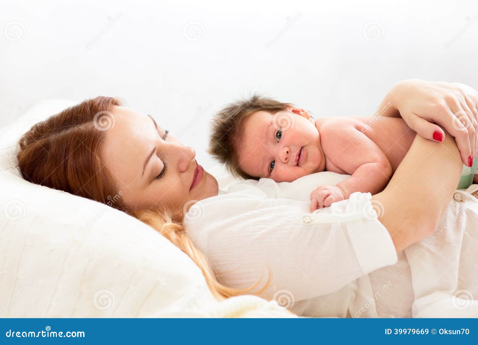 Mother Looking at Her Newborn Baby Stock Image - Image of parenting ...