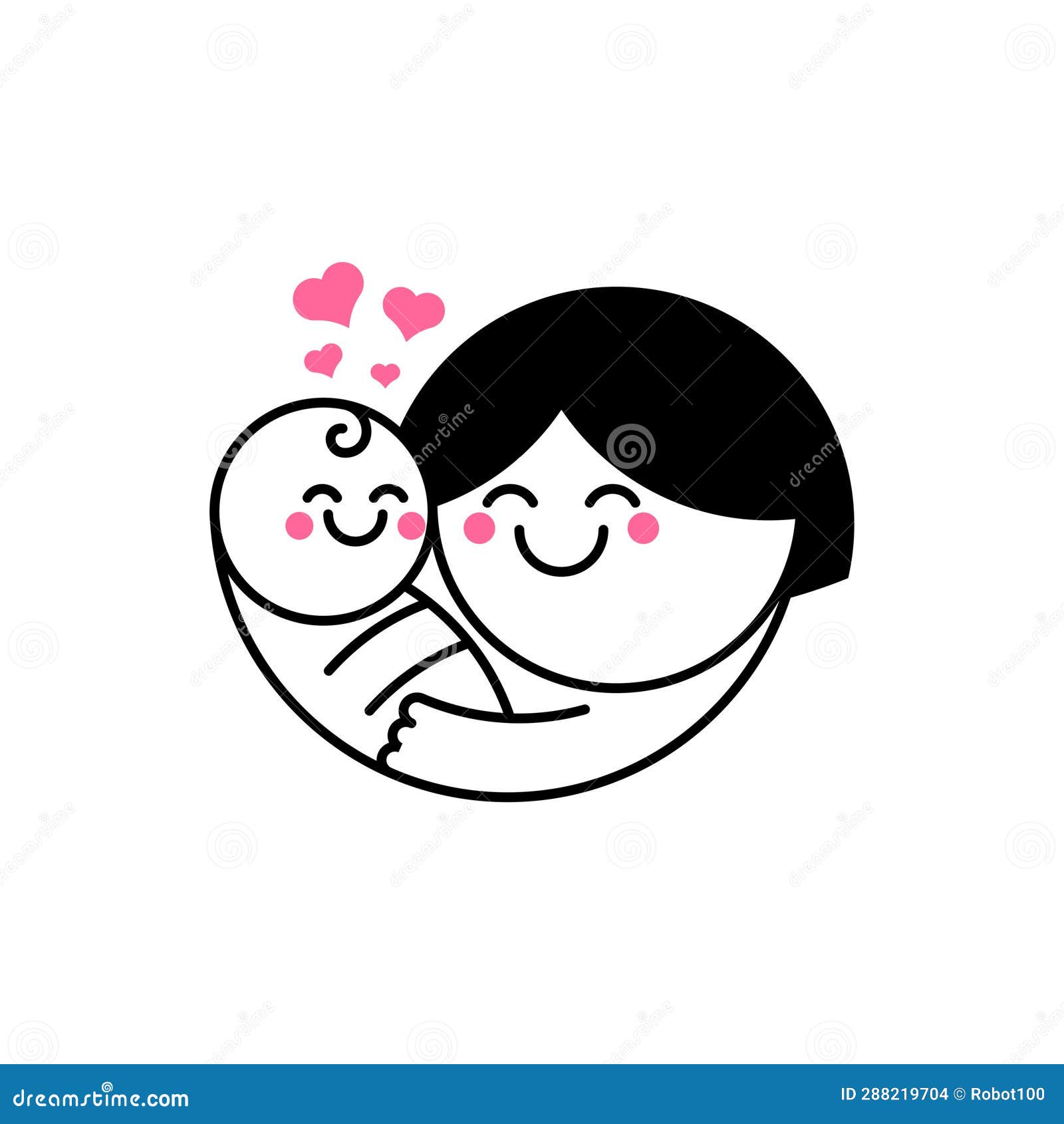 Mother Love Icon. Mother Hugging Child Symbol Stock Vector ...