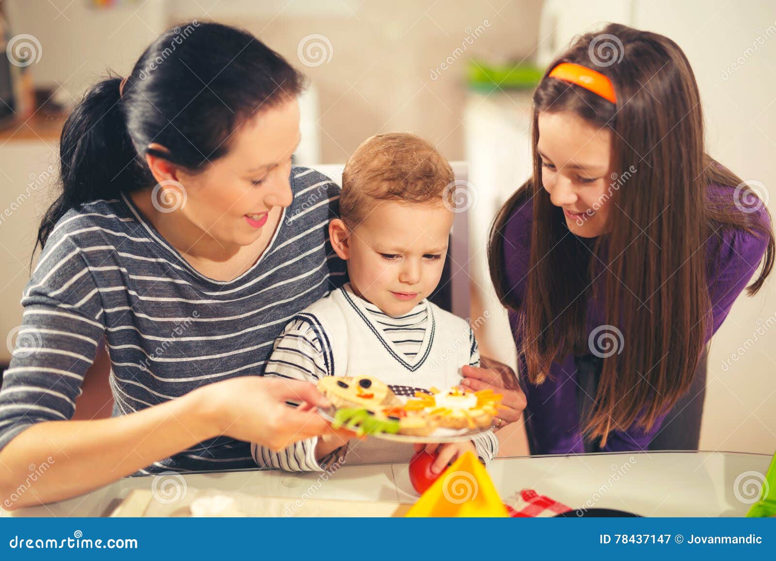 Mother Making Breakfast for Her Children Stock Image - Image of ...