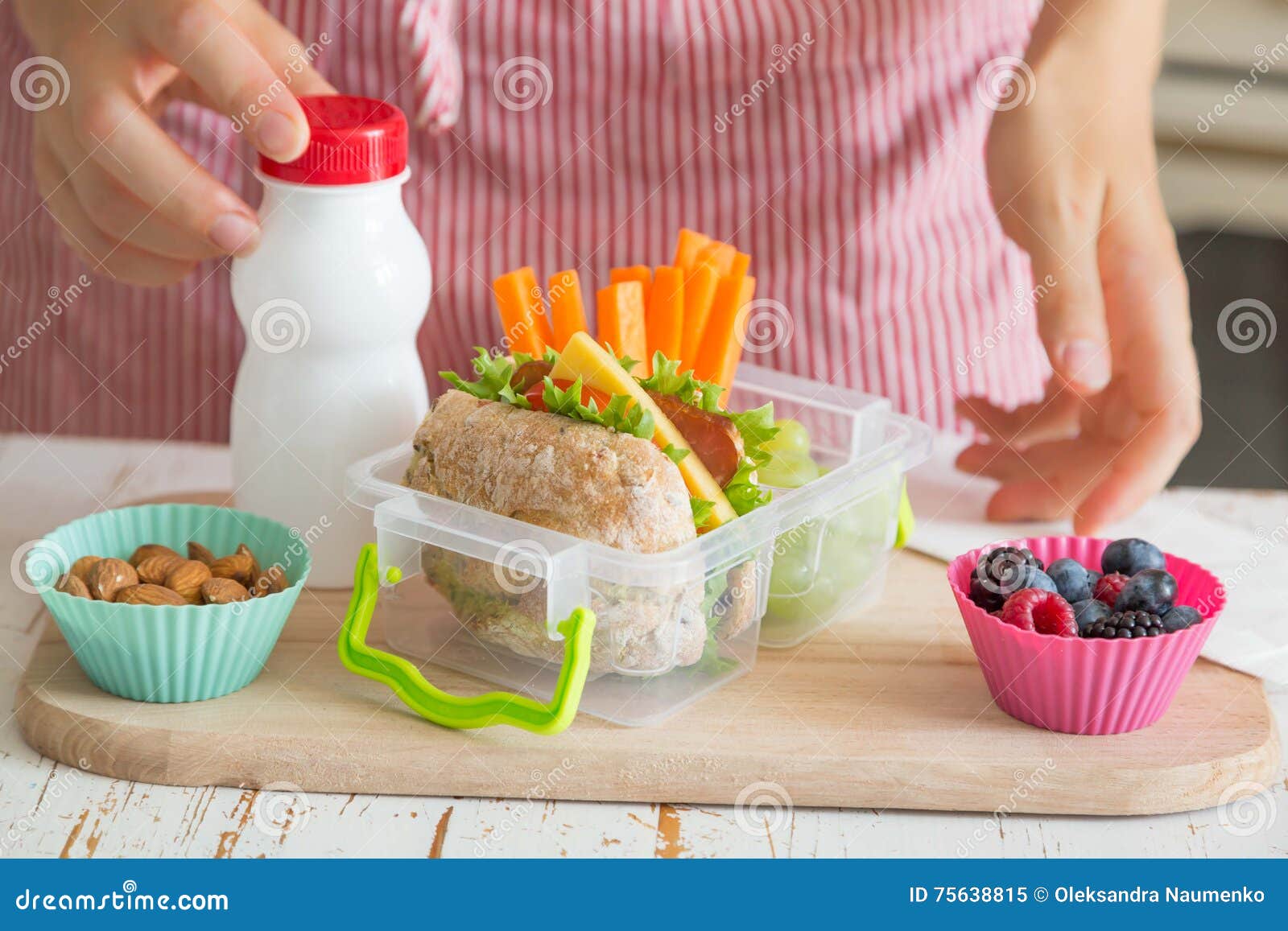 Mother Making School Lunch in the Kitchen Stock Image - Image of meal ...