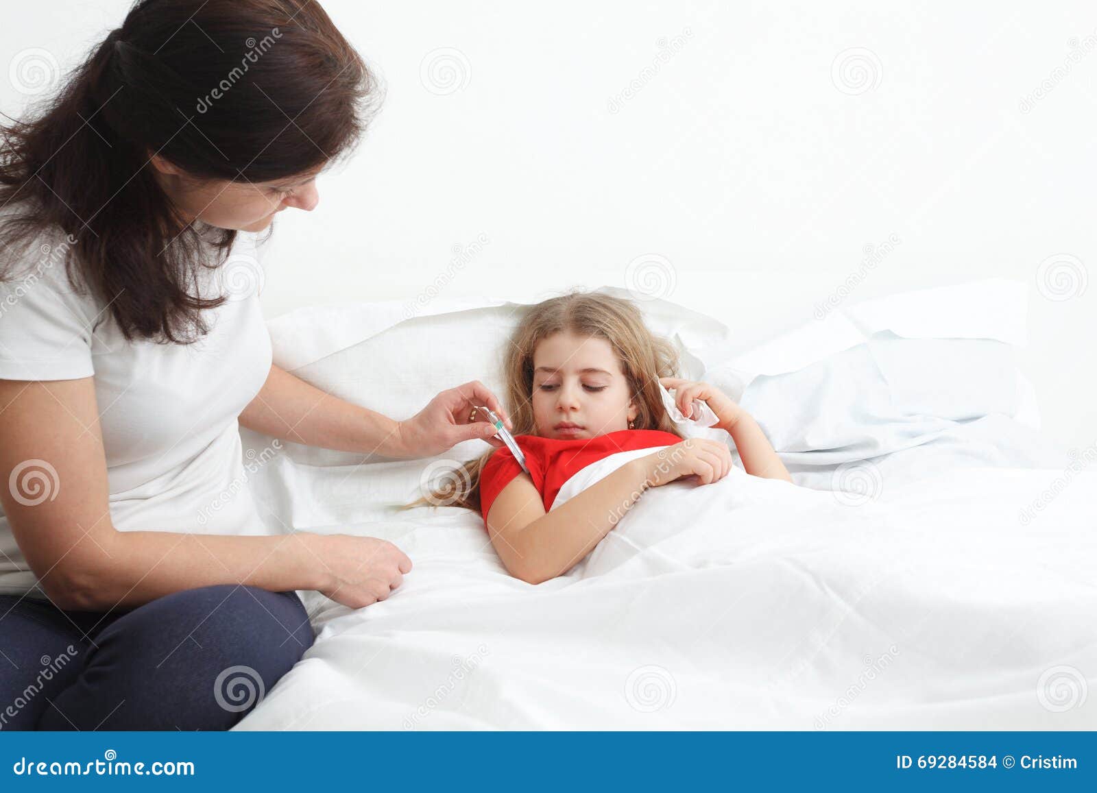 Mother measuring fever stock photo. Image of health, face - 69284584