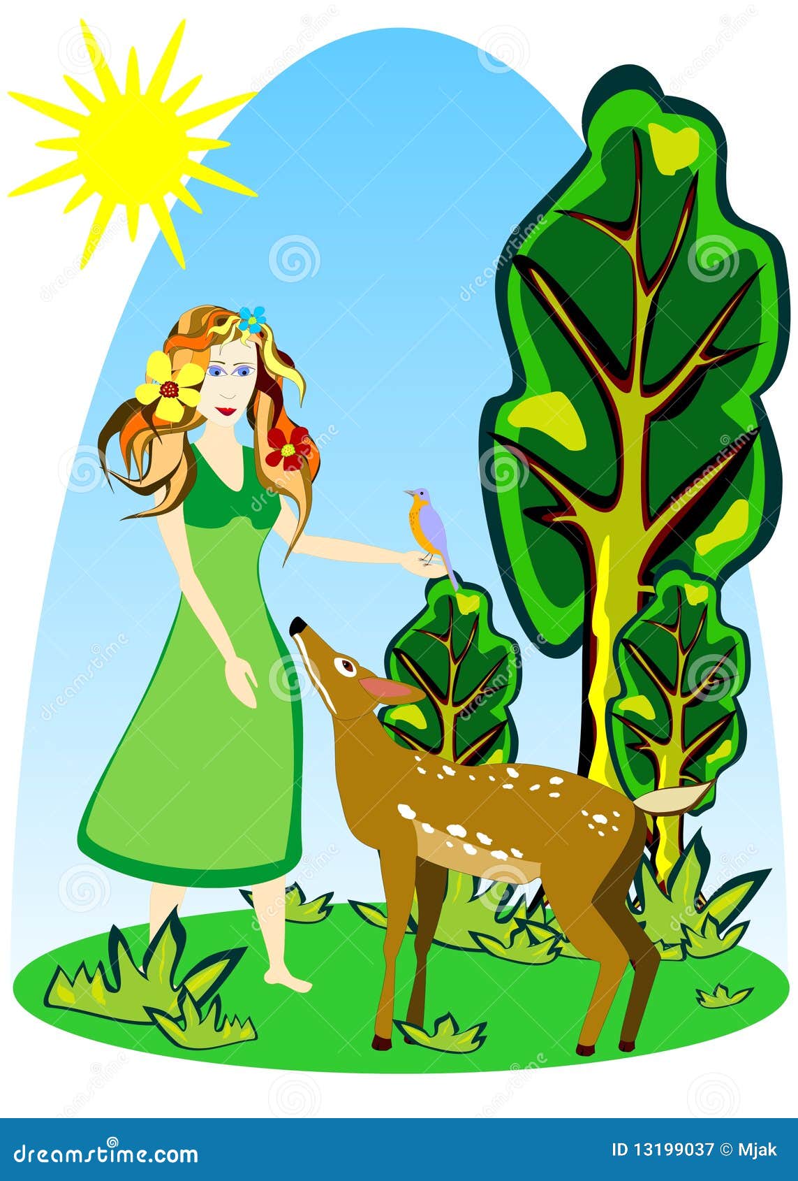 Mother Nature stock vector. Illustration of blossom, beauty - 13199037