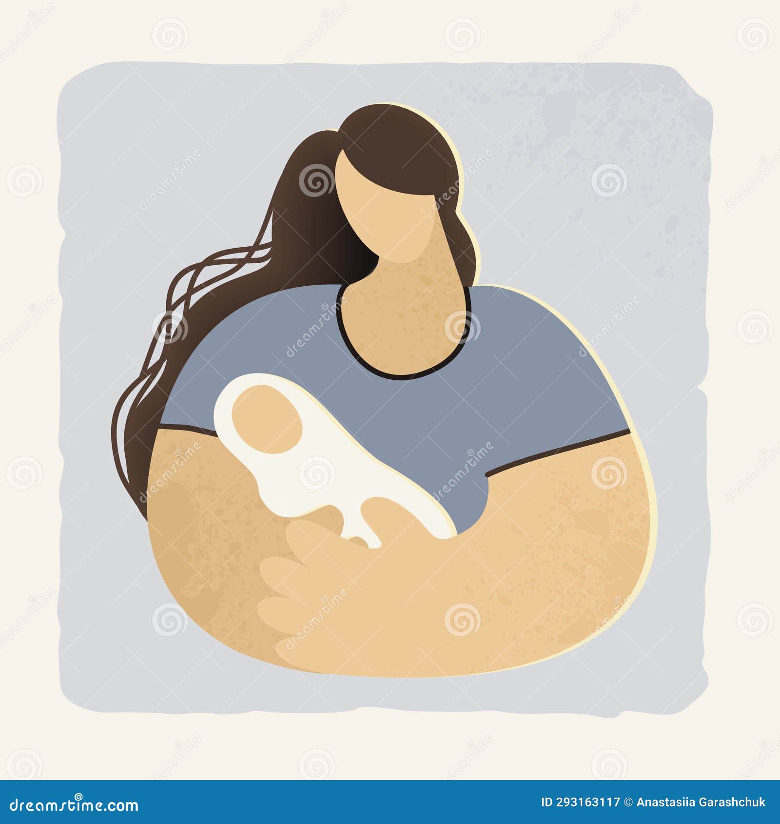 Mother with Newborn Baby. Vector Illustration in Square Stock ...