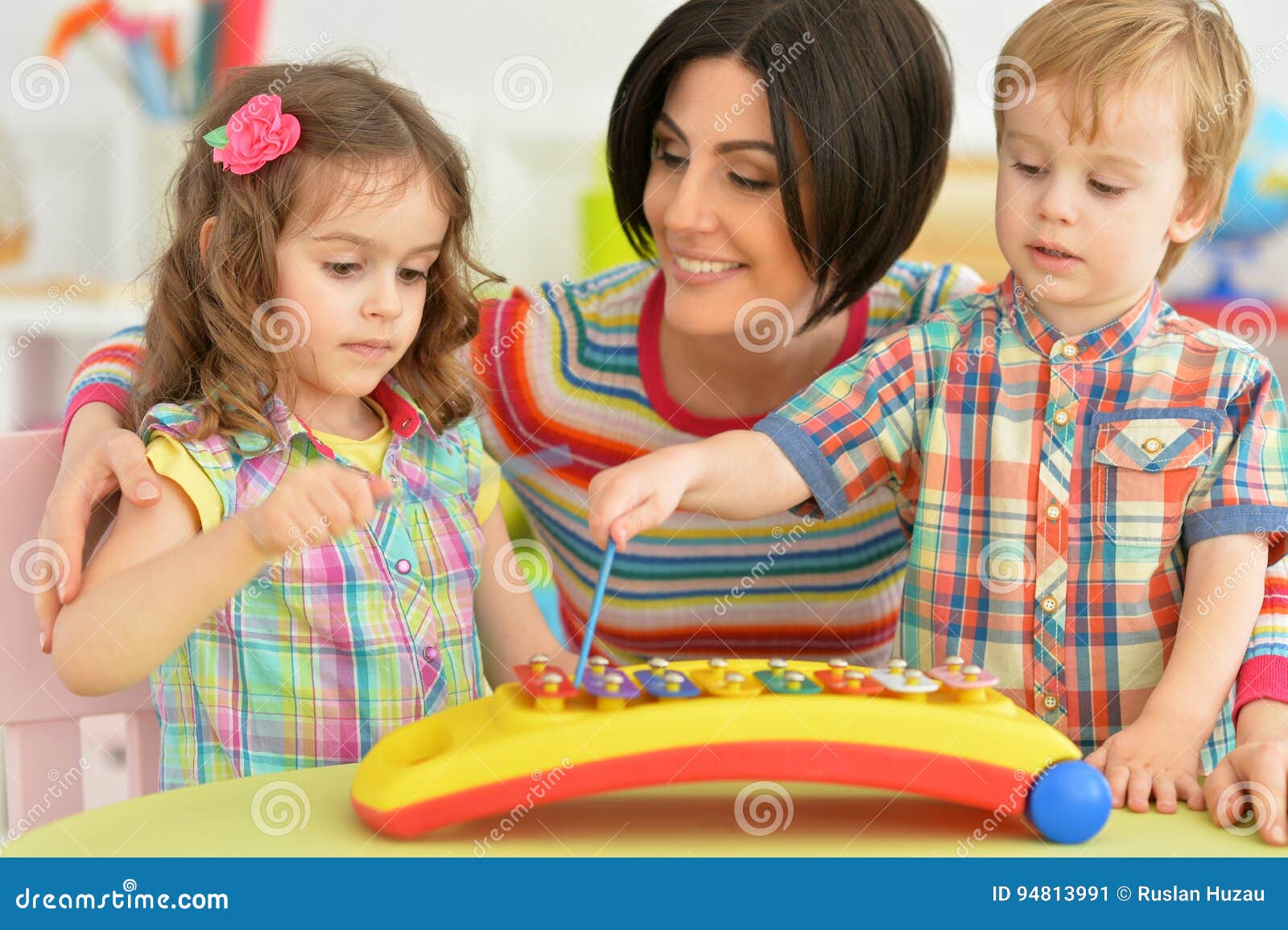 Mother Playing with Children Stock Image - Image of leisure, feelings ...