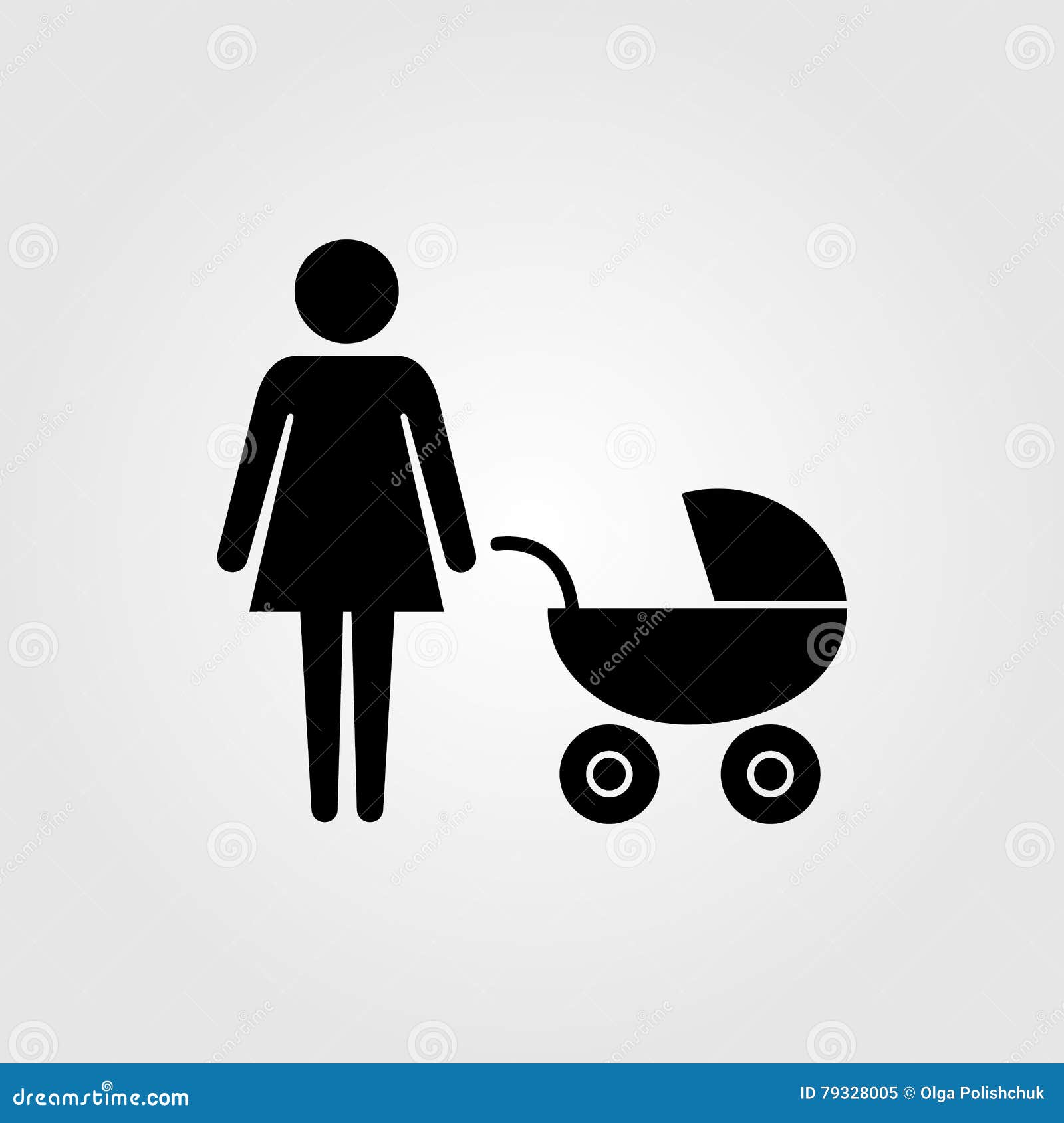 Mother with Pram Stroller Icon Stock Illustration - Illustration of ...