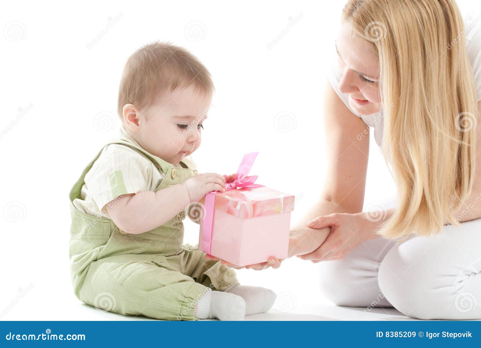 Mother Present To Her Baby Boy Gift Stock Image - Image of miracle ...