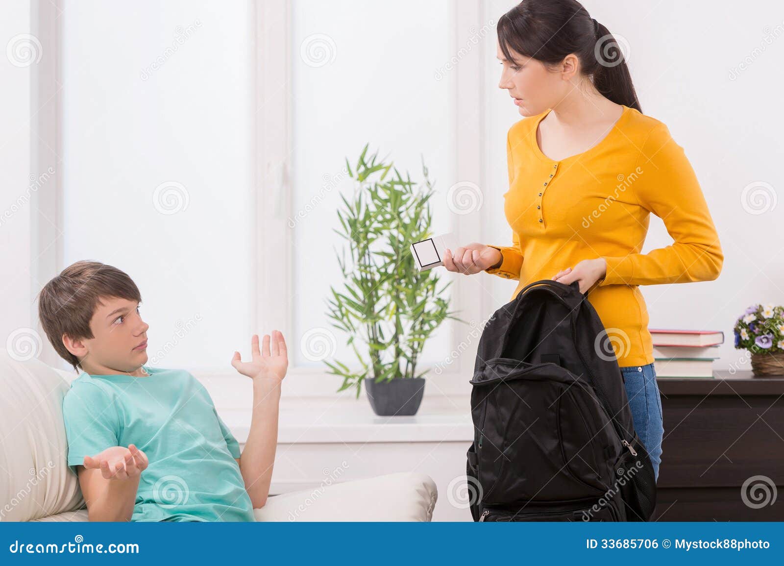 Mother and problem child. stock photo. Image of relationship - 33685706