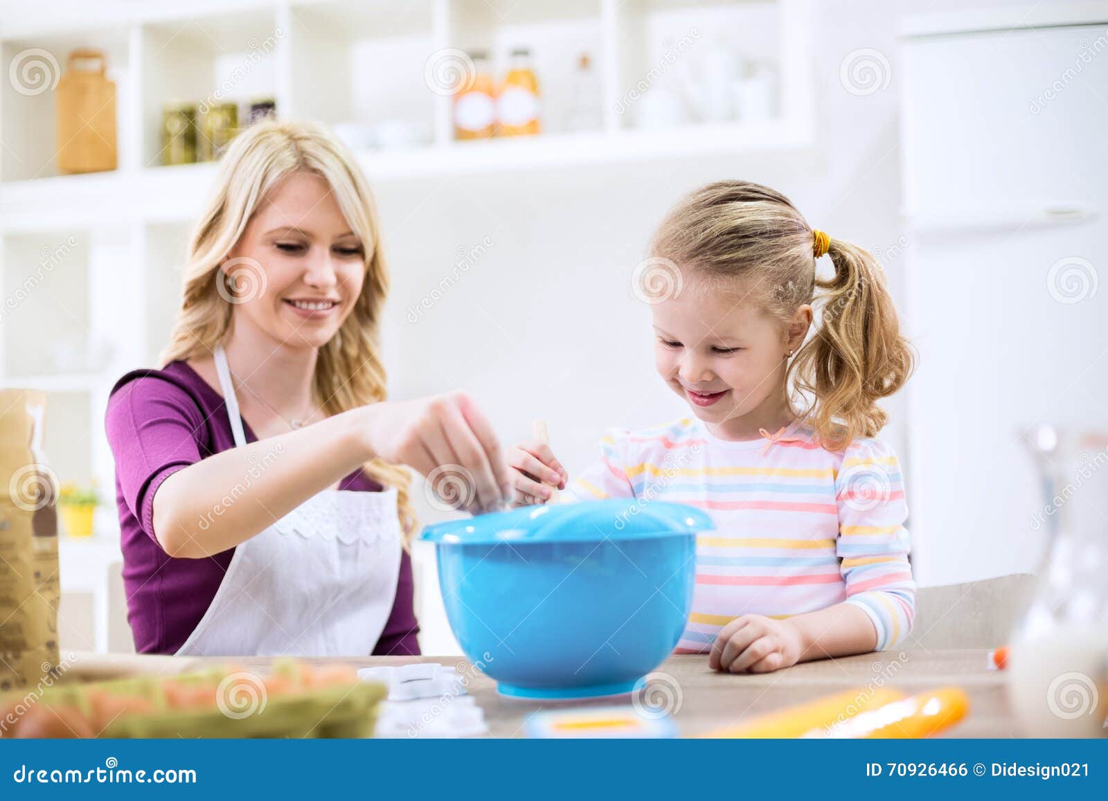 Mother Putting Flour in To the Mixture Stock Photo - Image of diet ...
