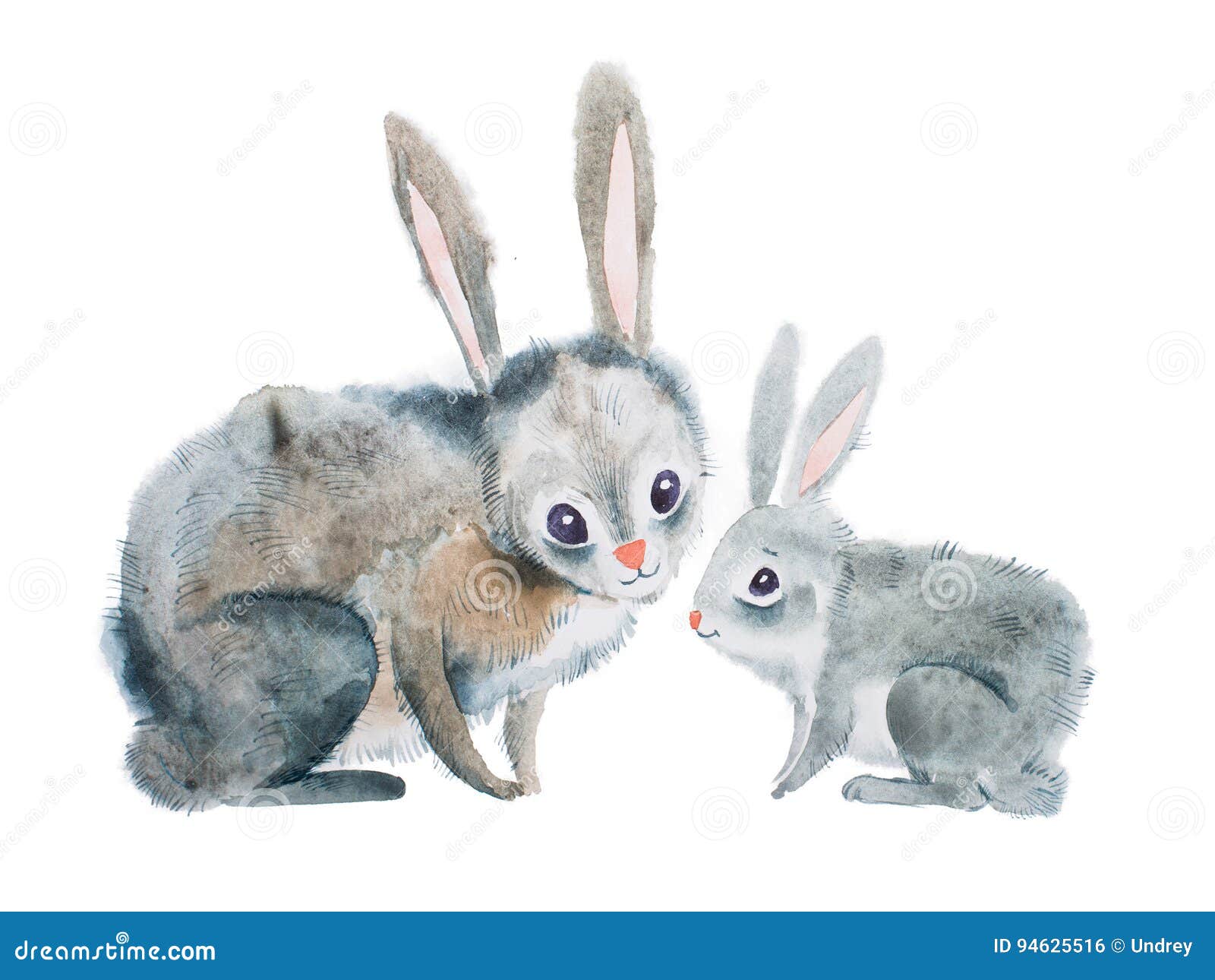 Mother Rabbit Pat On Kid Cat Head. Vector Illustration. Isolated On ...