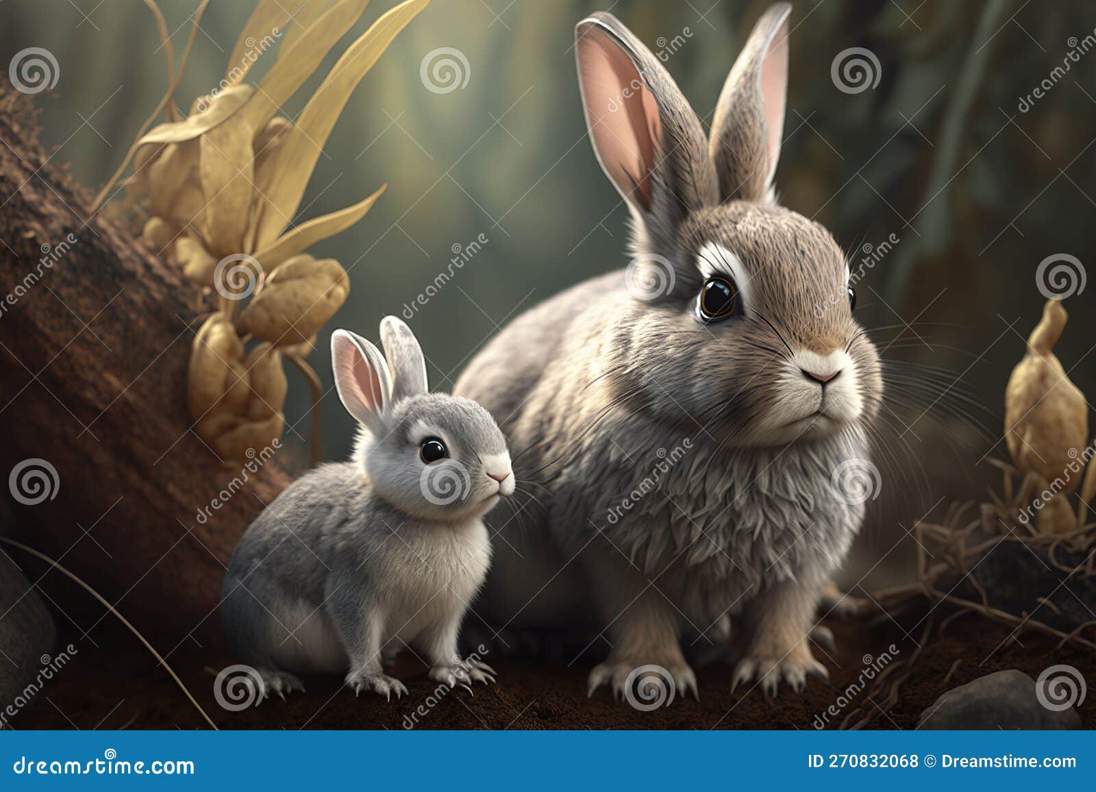 Mother rabbit with cub stock illustration. Illustration of funny ...