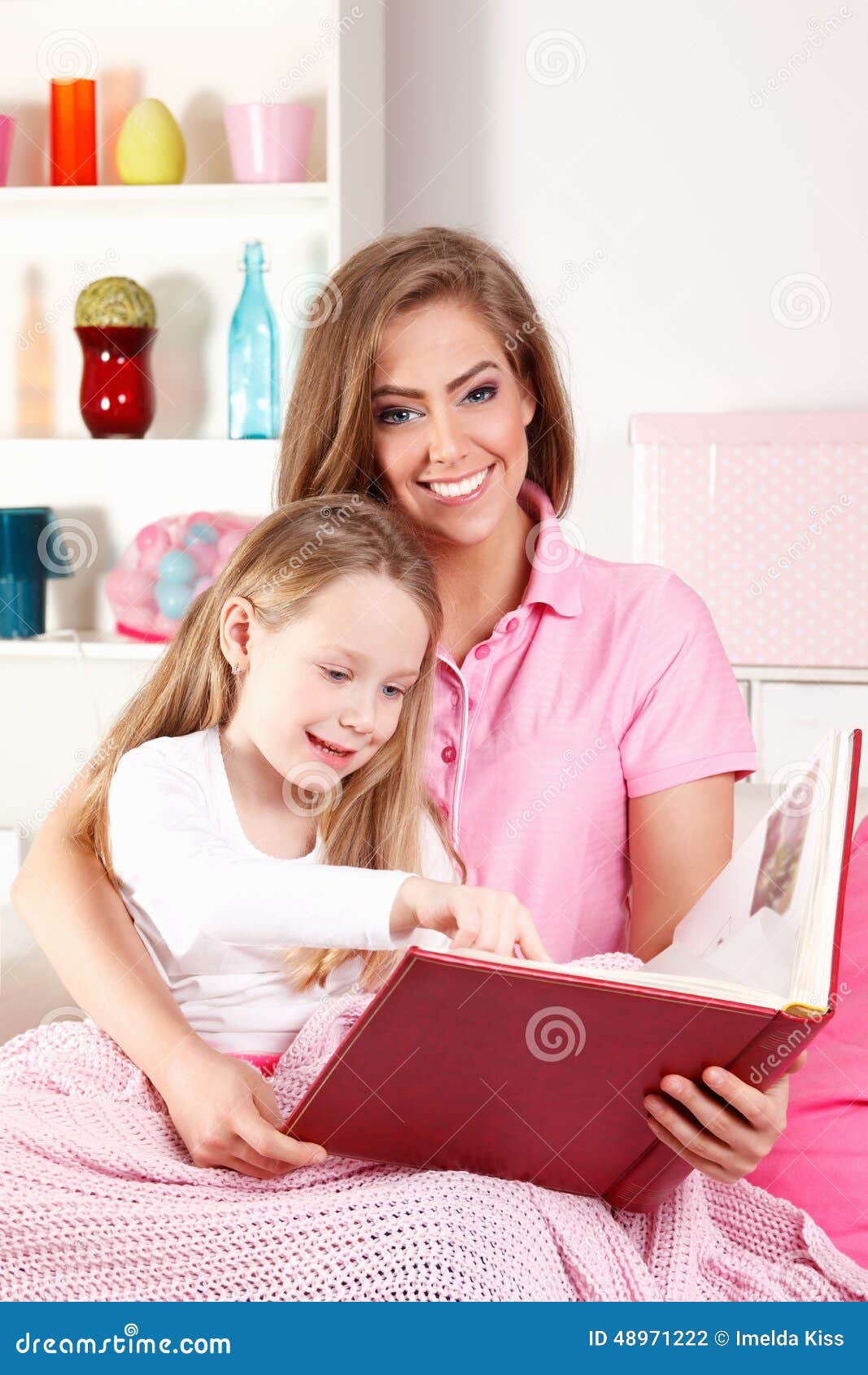 Mother Reading Book with Child Stock Photo - Image of positive, little ...