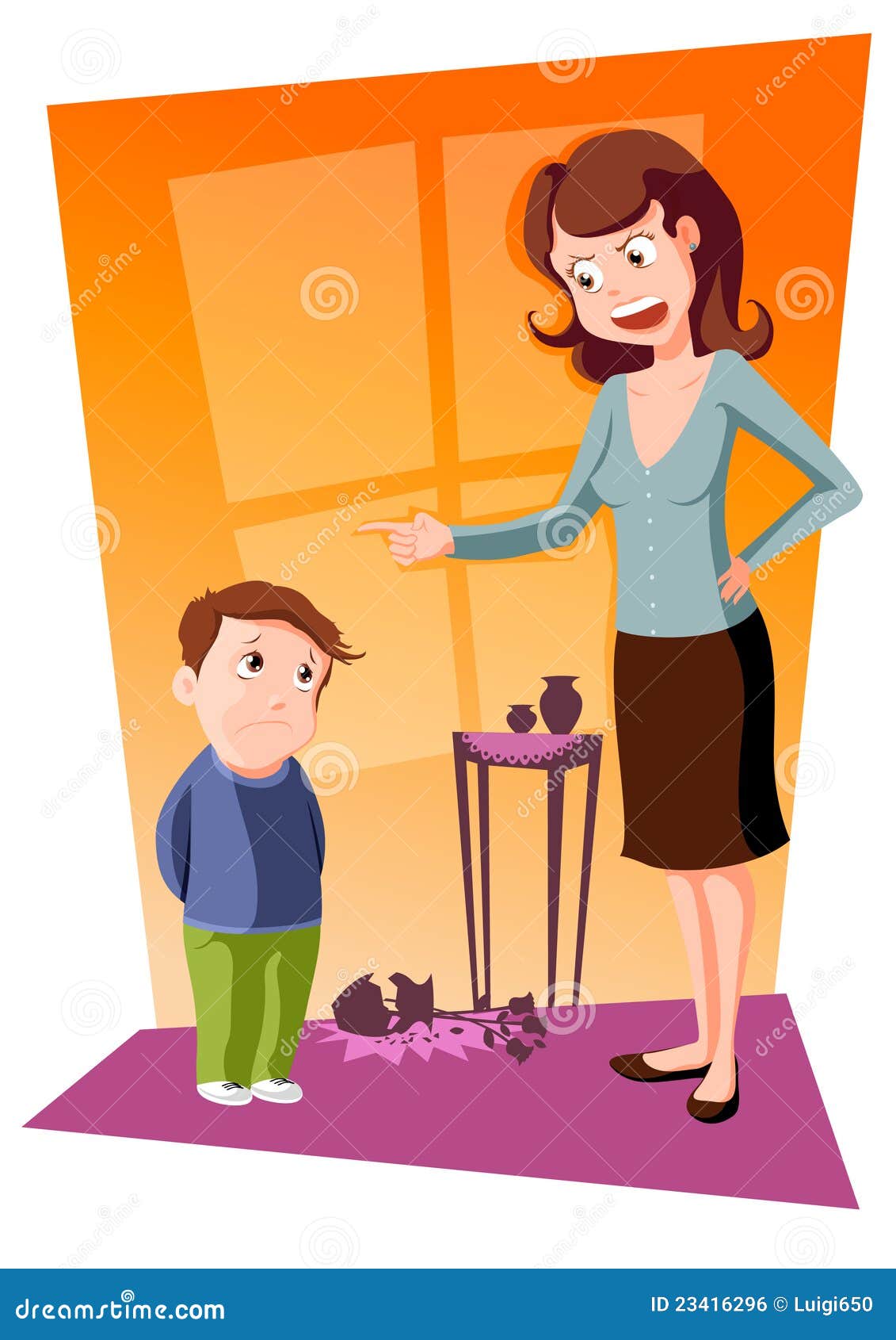 Mother Scolds The Child Cartoon Vector | CartoonDealer.com #74335075