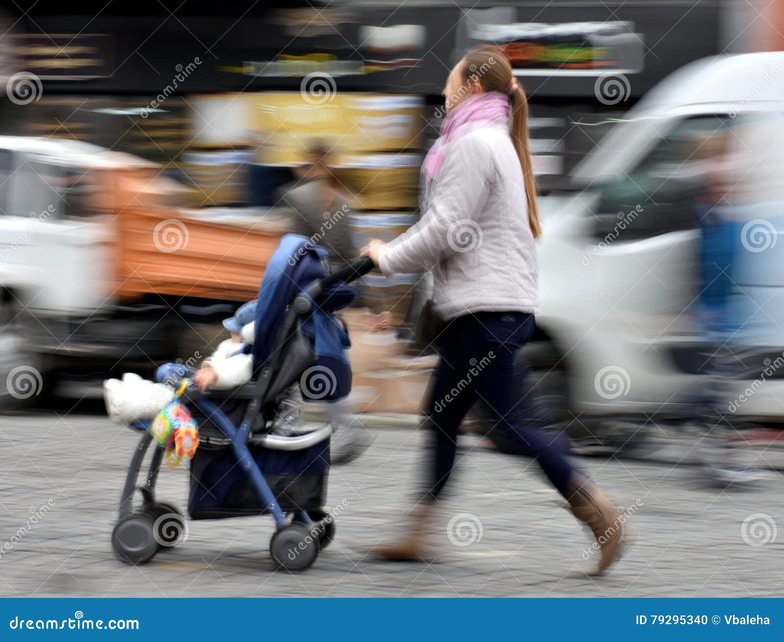Mother with Small Child in the Stroller Editorial Image - Image of ...