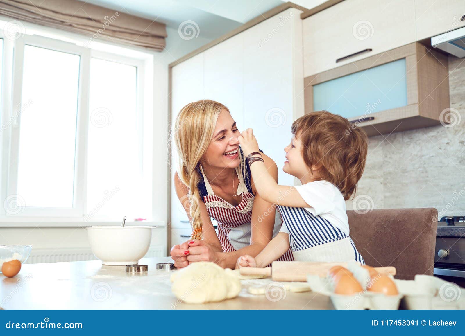 Mother and Son Bake Cakes in the Kitchen Stock Image - Image of cooking ...