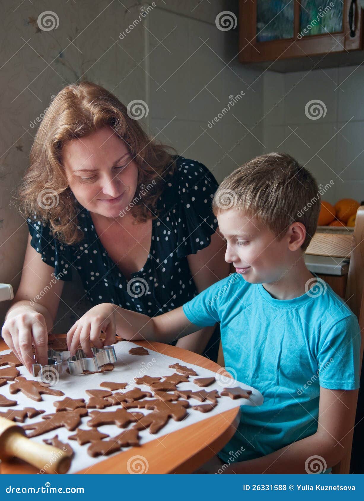 Mother and Son Baking Cookies Stock Photo - Image of activity, cooking ...