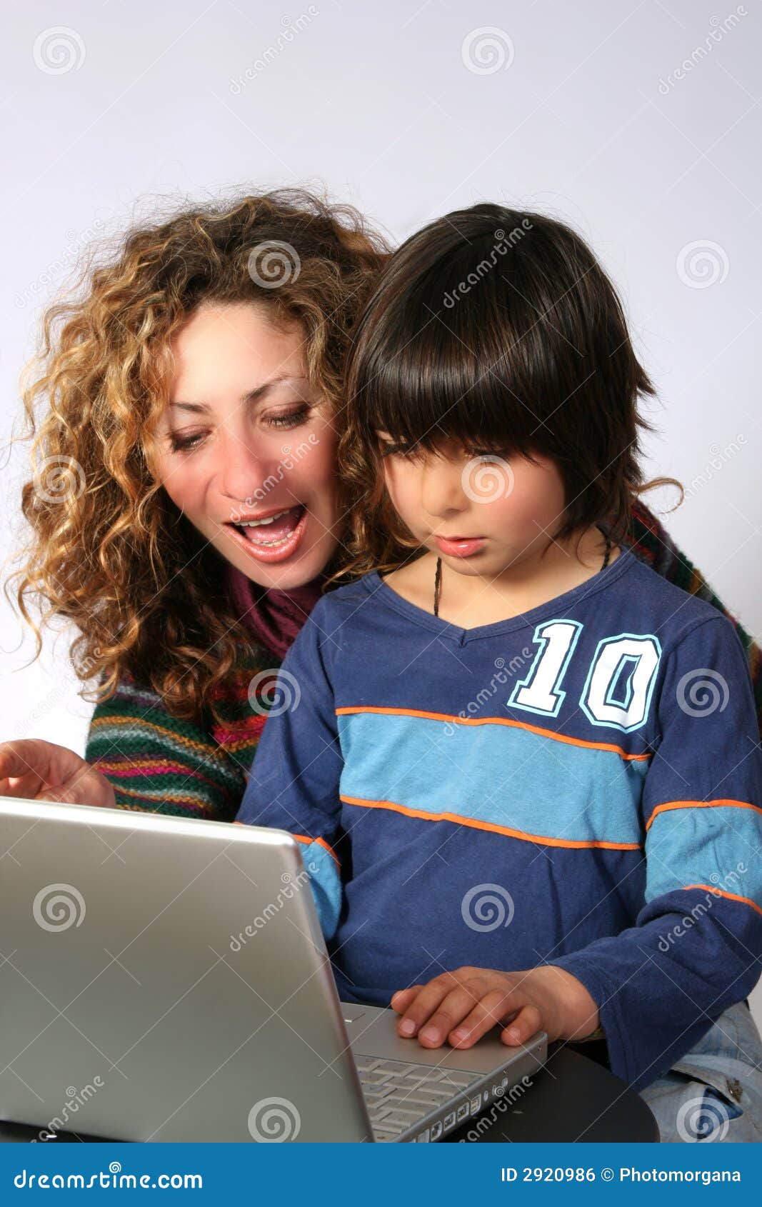 Mother and son at computer stock photo. Image of kids - 2920986