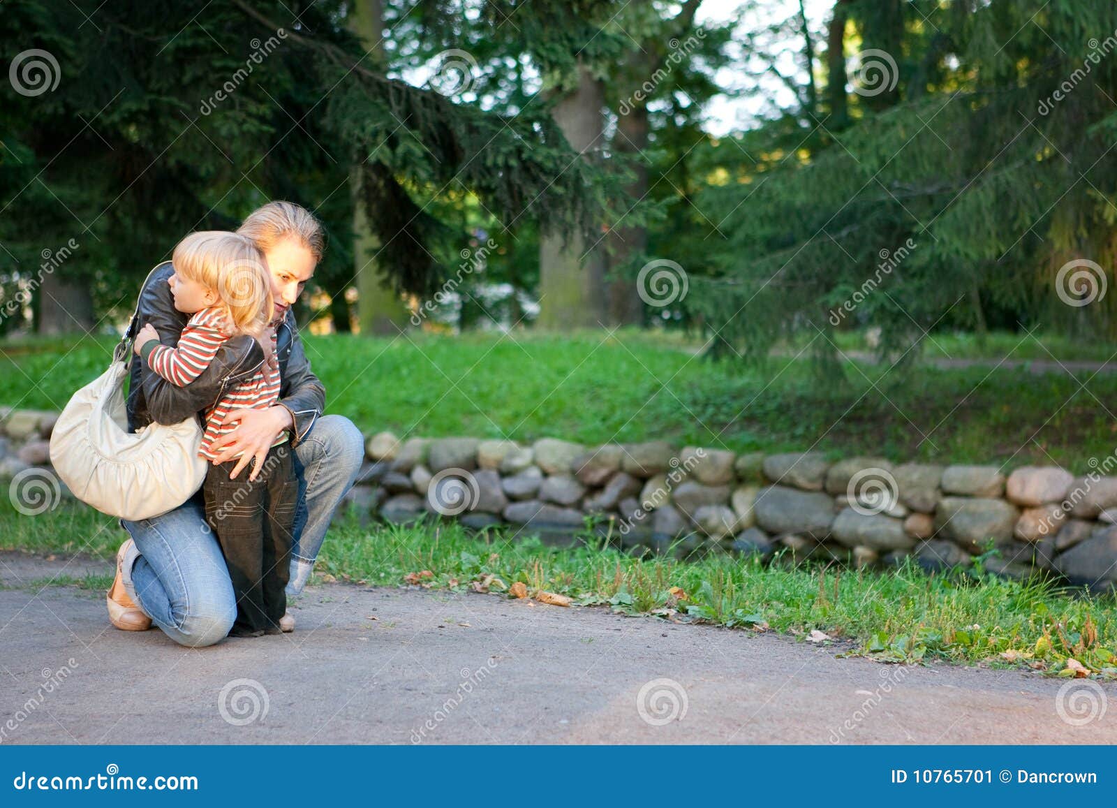 Mother and Son Embrase in the Park Stock Image - Image of citypark ...
