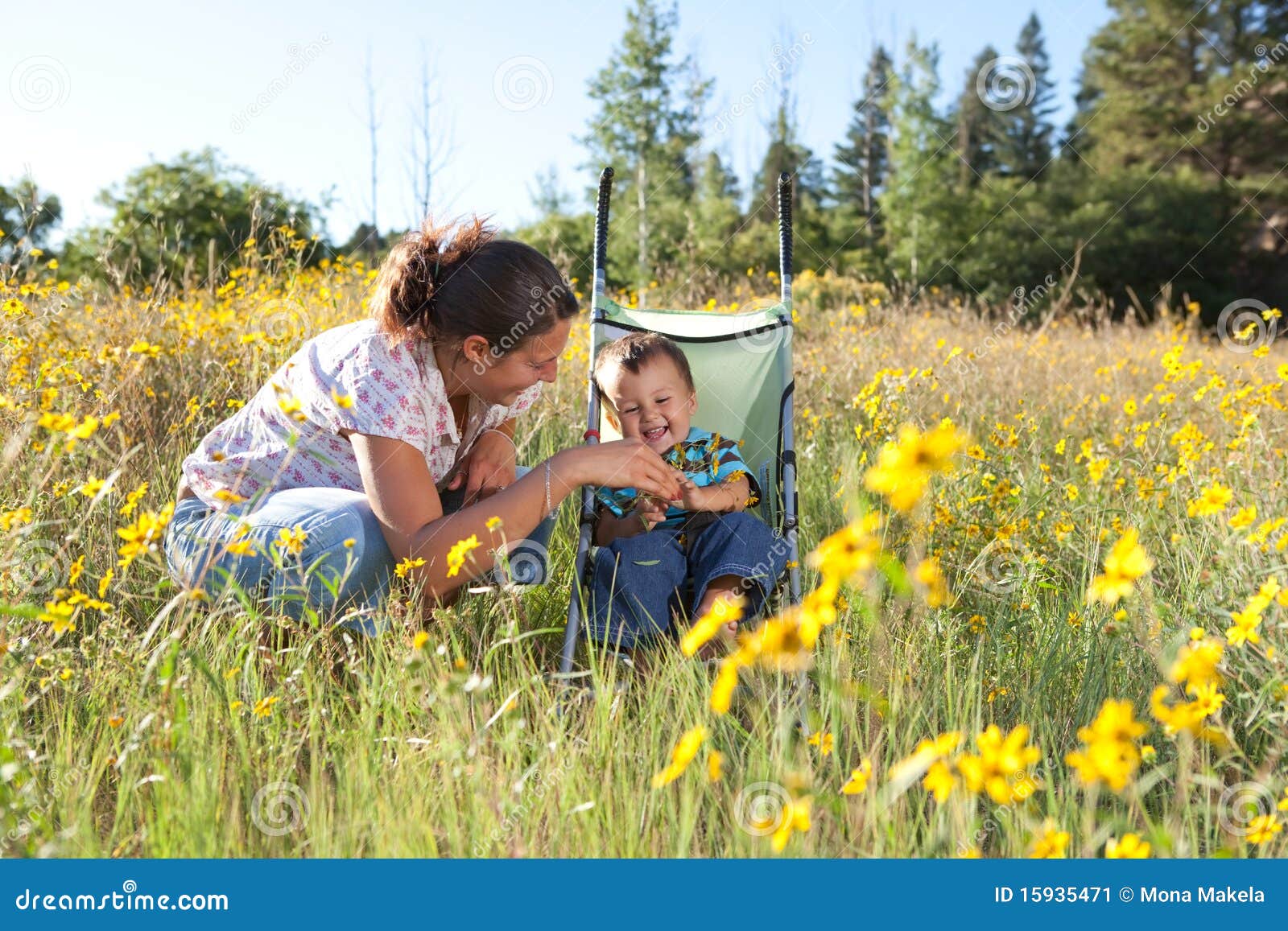 Mother and Son Enjoying Late Summer Afternoon Stock Image - Image of ...