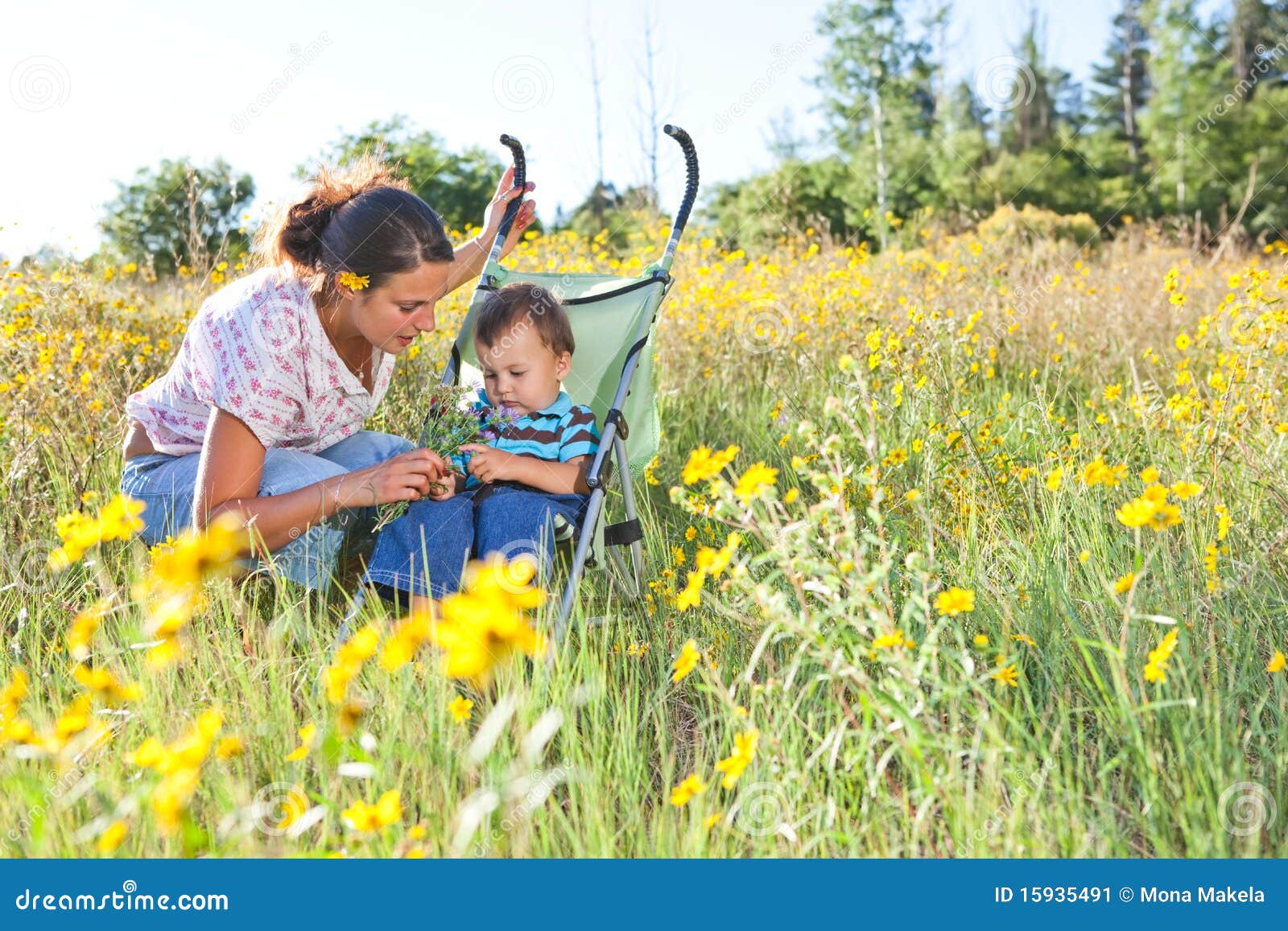 Mother and Son Enjoying Late Summer Afternoon Stock Image - Image of ...