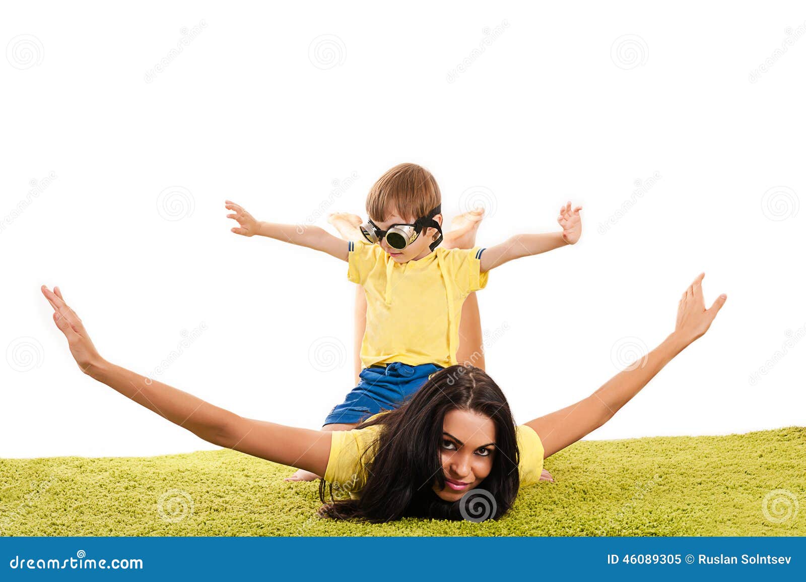Mother and son flying stock image. Image of beauty, gestures - 46089305