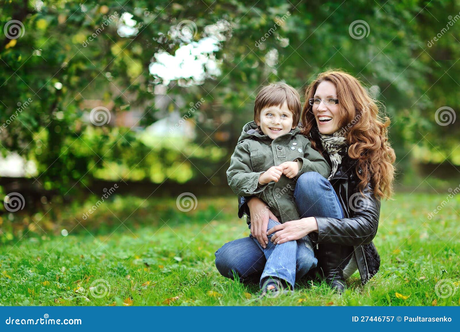 Mother and Son Having Fun in a Park Stock Image - Image of pretty ...