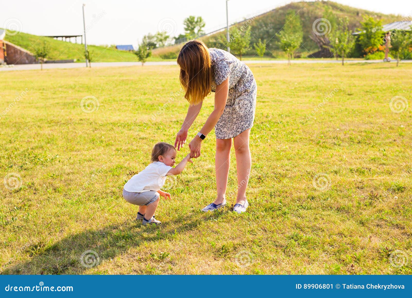 Mother and Son Having Fun in Summer Nature Stock Image - Image of field ...