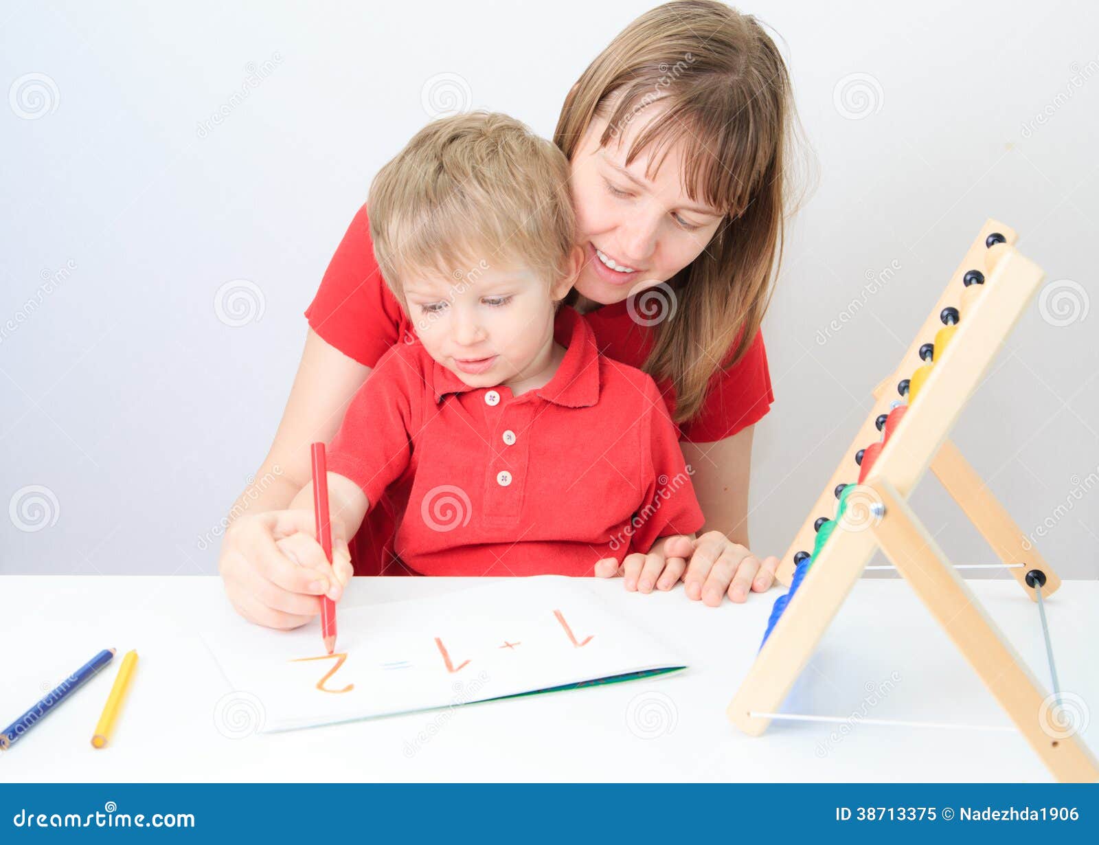 Mother and Son Learning Math Stock Image - Image of game, instructor ...