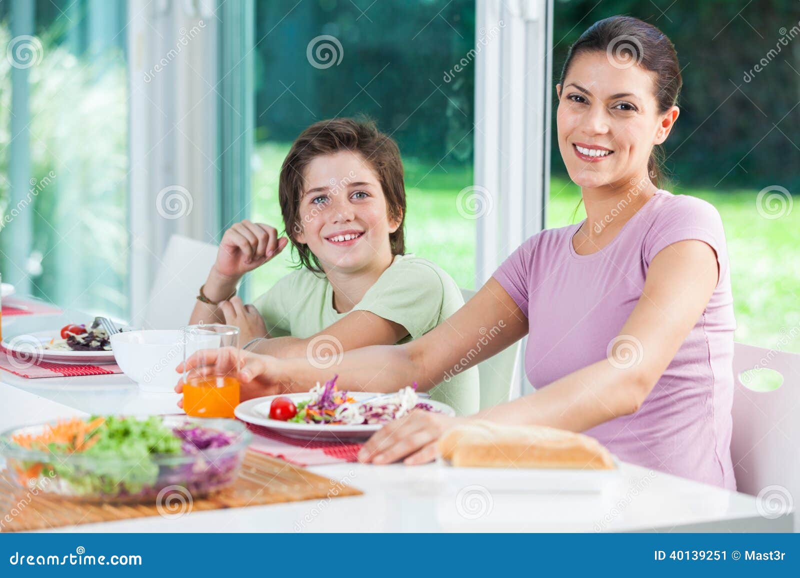 Mother and Son Lunch, Eating Smile Stock Image - Image of family ...