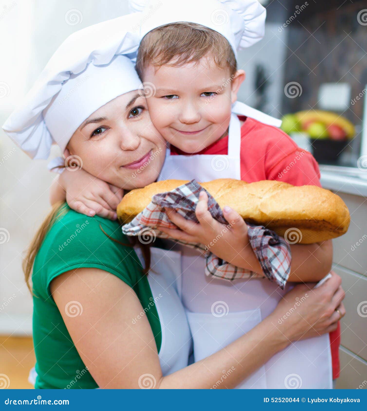 Mother with Son Making Bread Stock Photo - Image of cookies, cooking ...