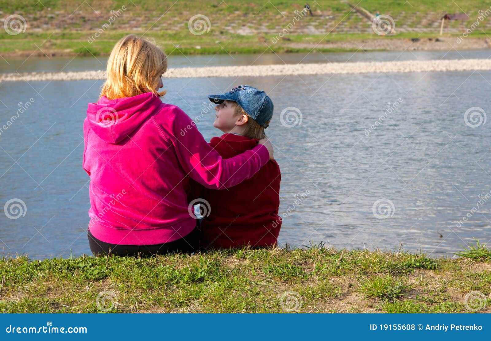 Mother and Son Near the River Stock Photo - Image of family, nose: 19155608