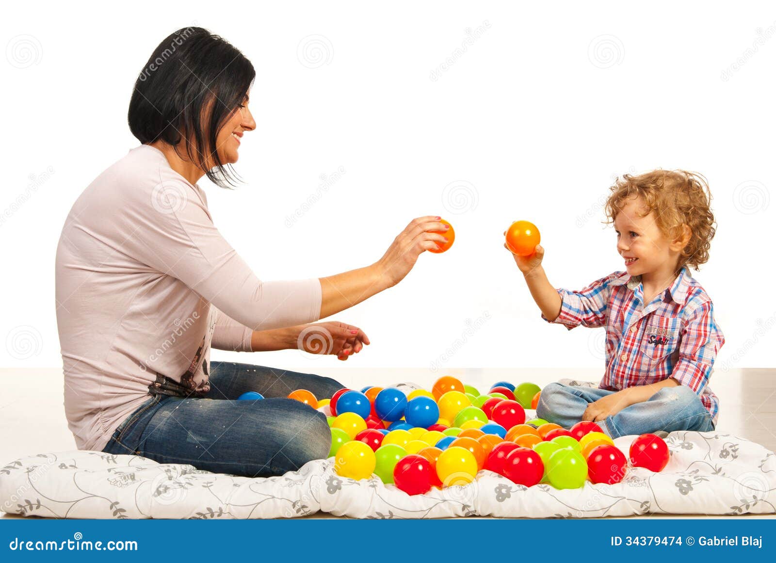 Mother and Son Playing with Balls Stock Photo - Image of hold, colour ...