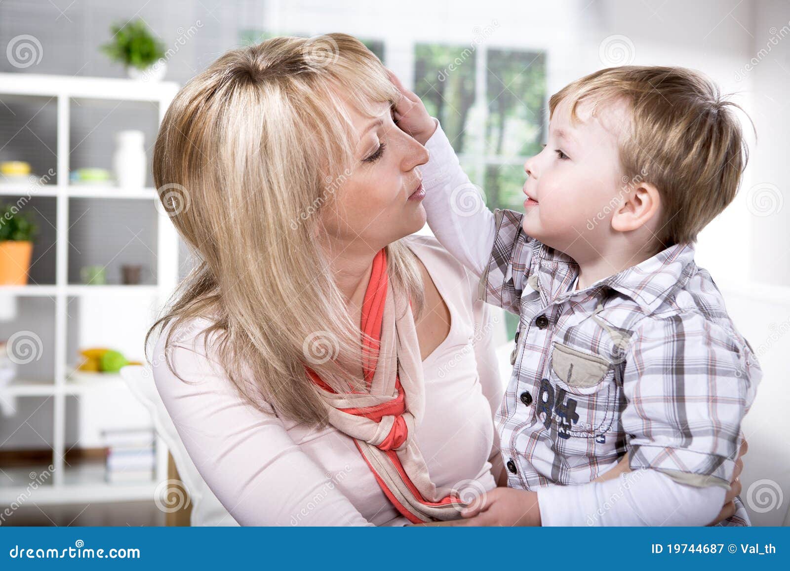 Mother and son portrait stock image. Image of women, home - 19744687