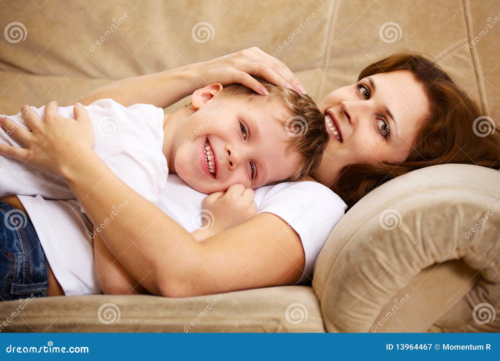 Mother and son resting stock image. Image of child, cheerful - 13964467