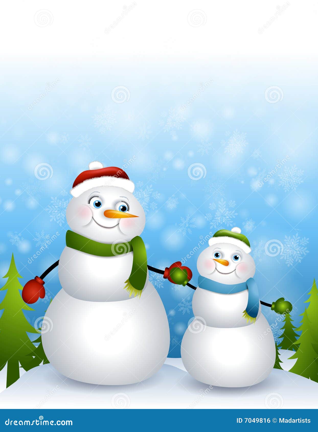 Mother Son Snowmen stock illustration. Illustration of parent - 7049816