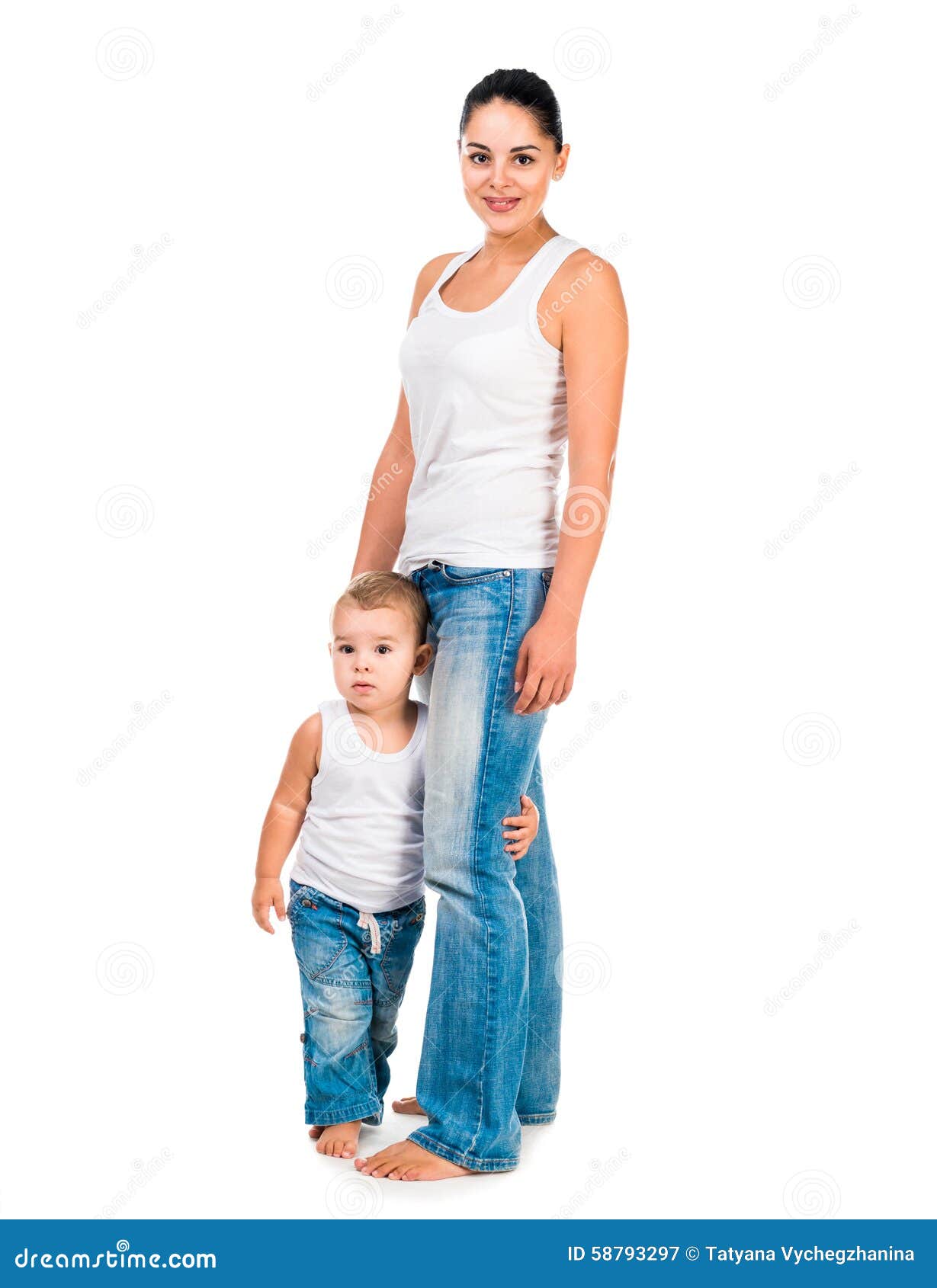 Mother and Son Standing Together Stock Image - Image of family ...