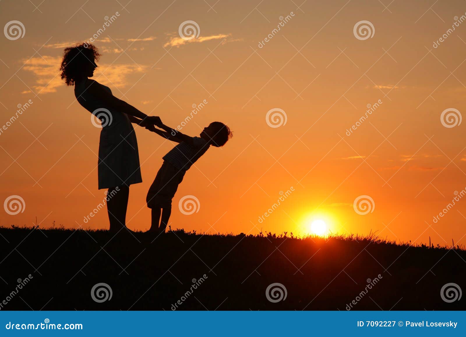 Mother and Son on Sunset Holding by Hands Stock Image - Image of living ...