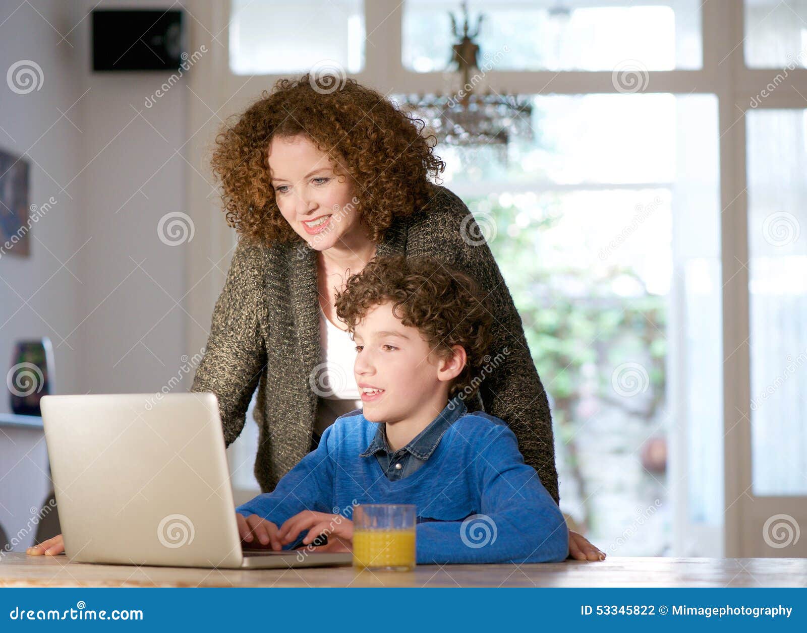 Mother and Son Using Computer at Home Stock Photo - Image of homework ... Mother and Son Using Computer at Home Stock Photo - Image of homework ...