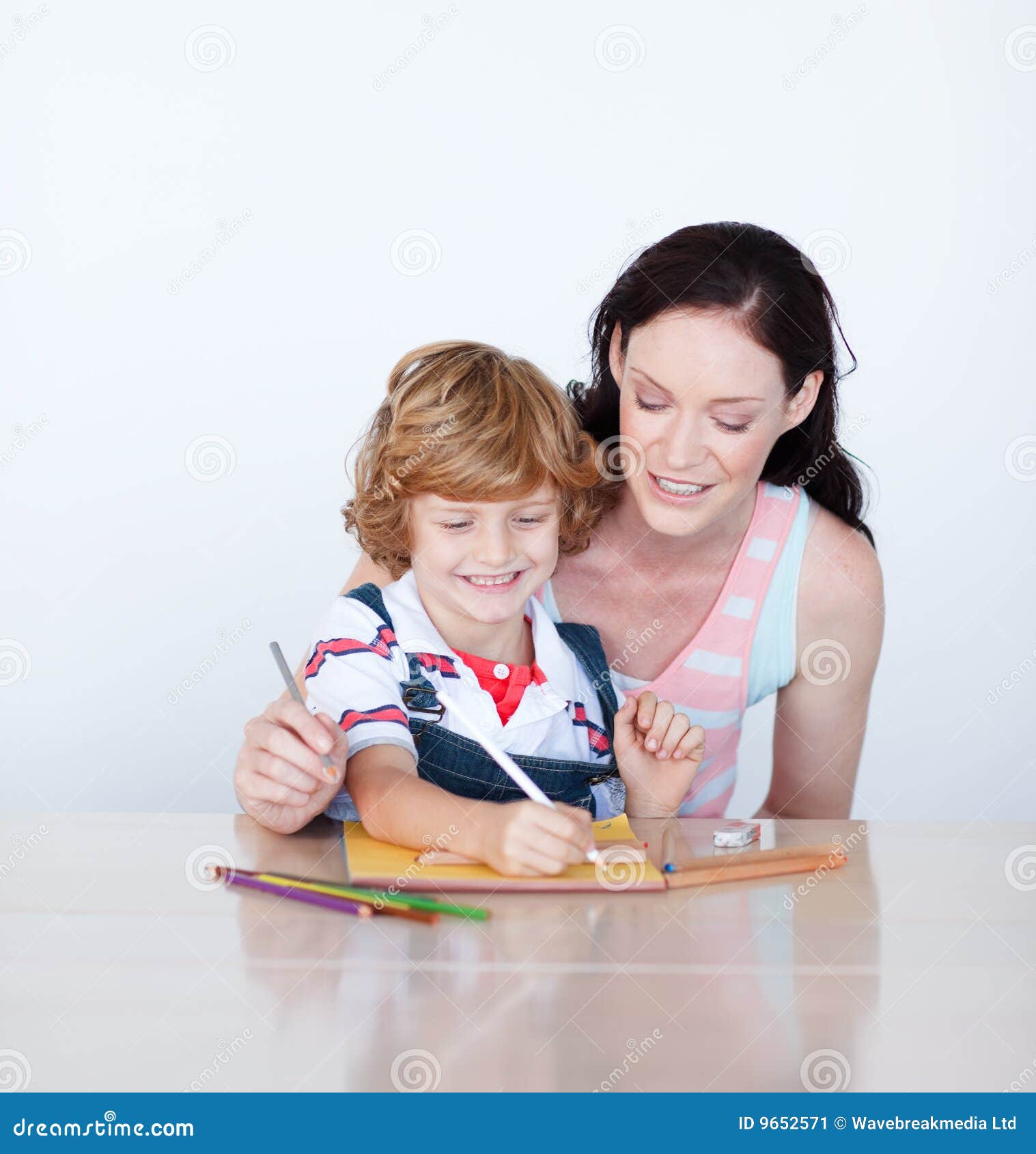 Mother and Son Writing Together Stock Image - Image of family, mother ...