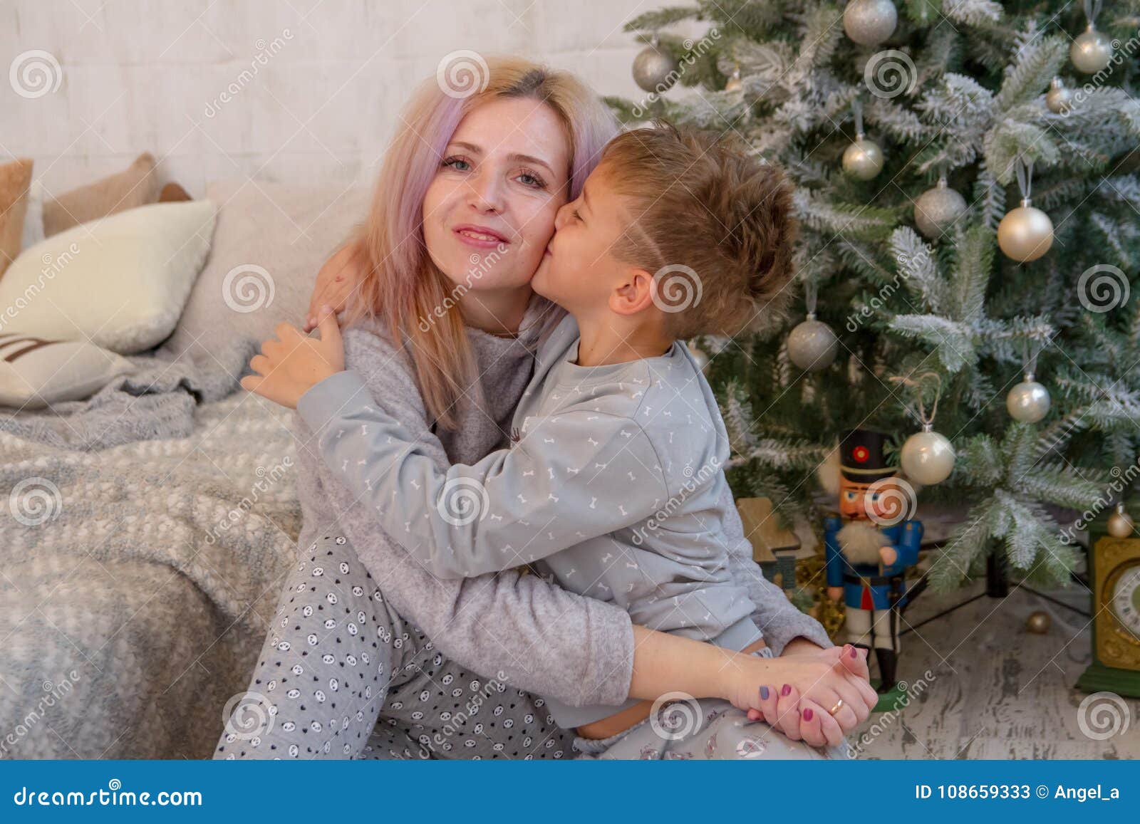 Mother and Sun Hugging Sweetly Stock Image - Image of cute, christmas ...
