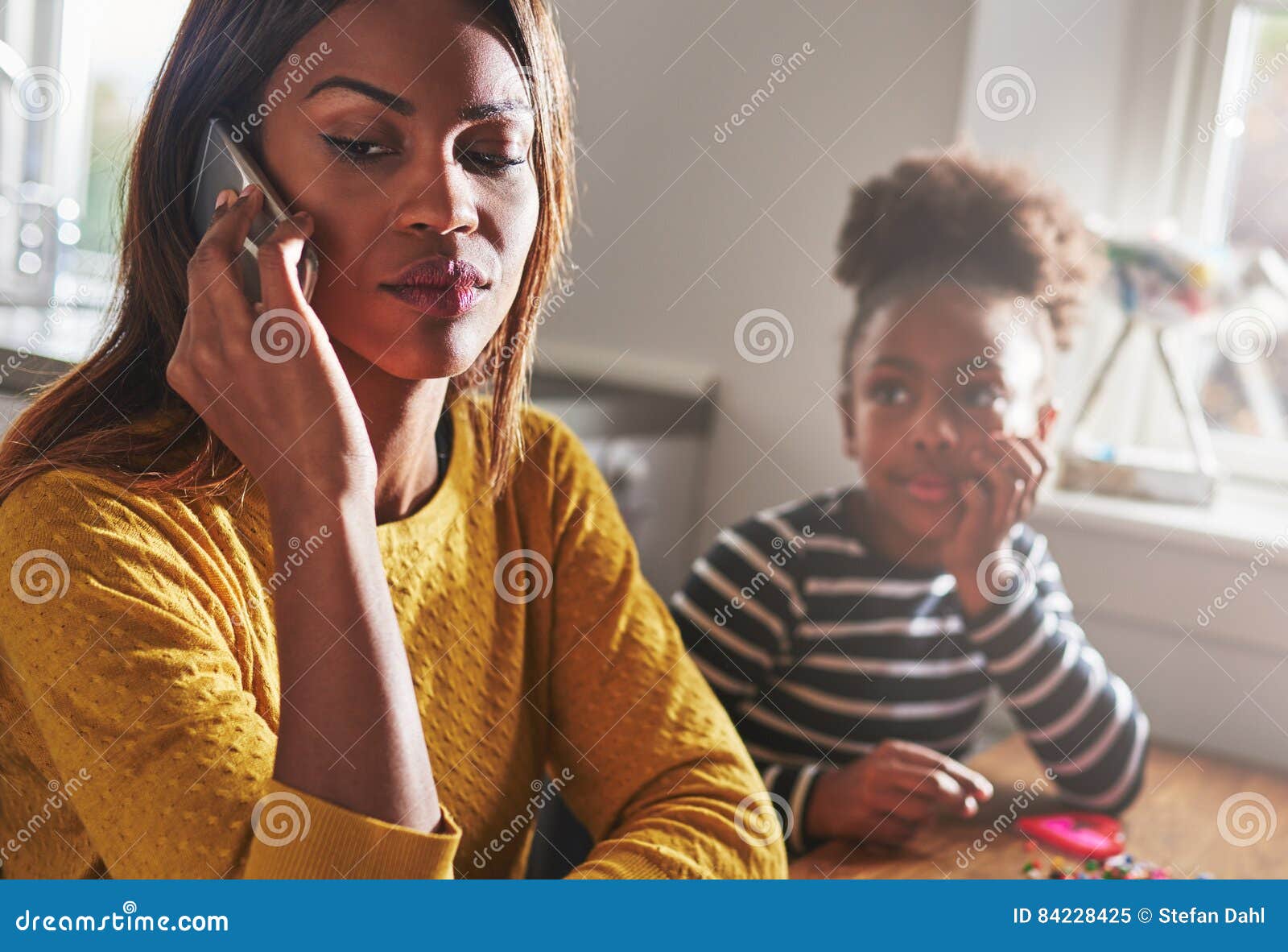 Mother Talking on Phone Forgetting Child Stock Image - Image of home ...