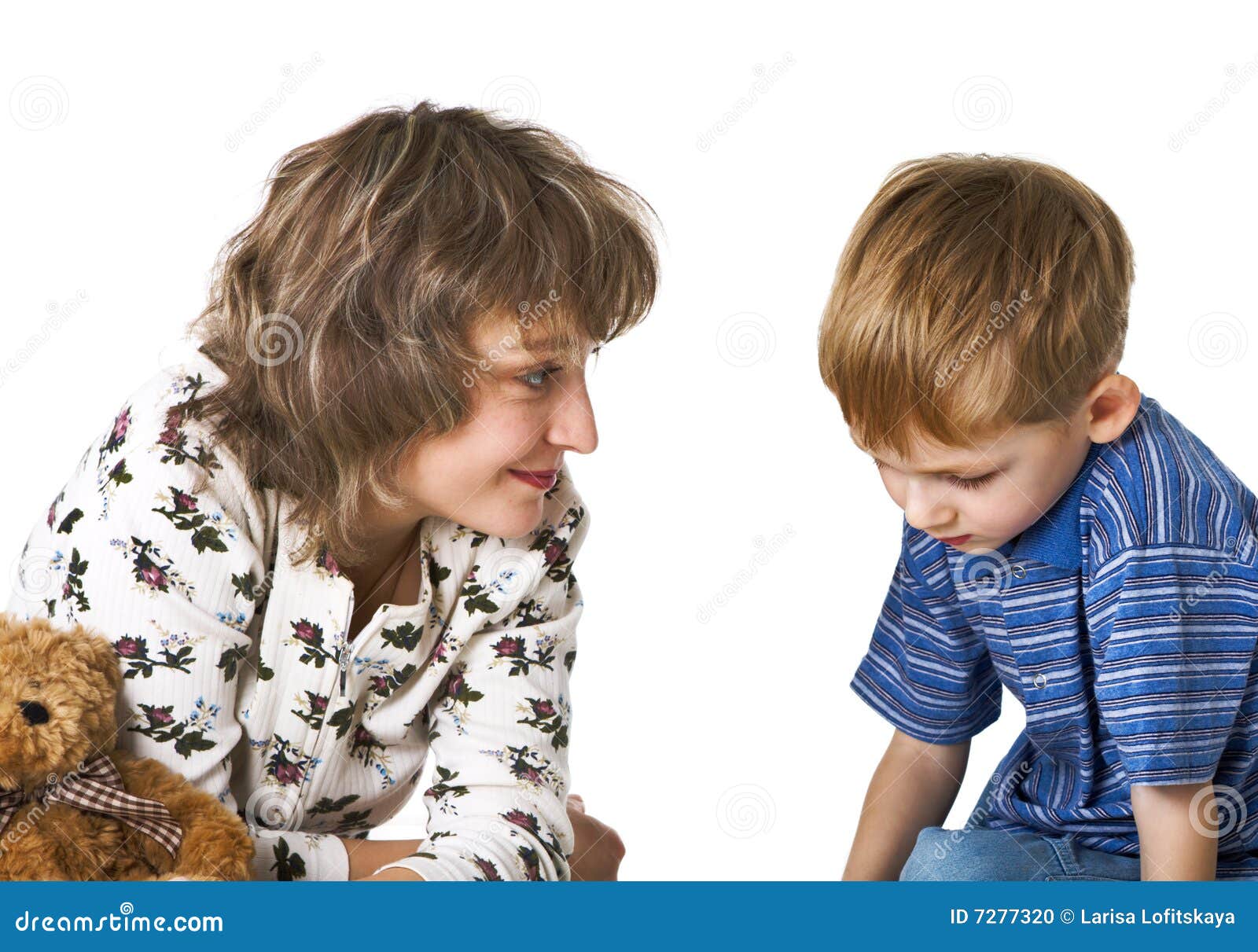 Mother Talks To Guilty Child Stock Photo - Image of little, together ...