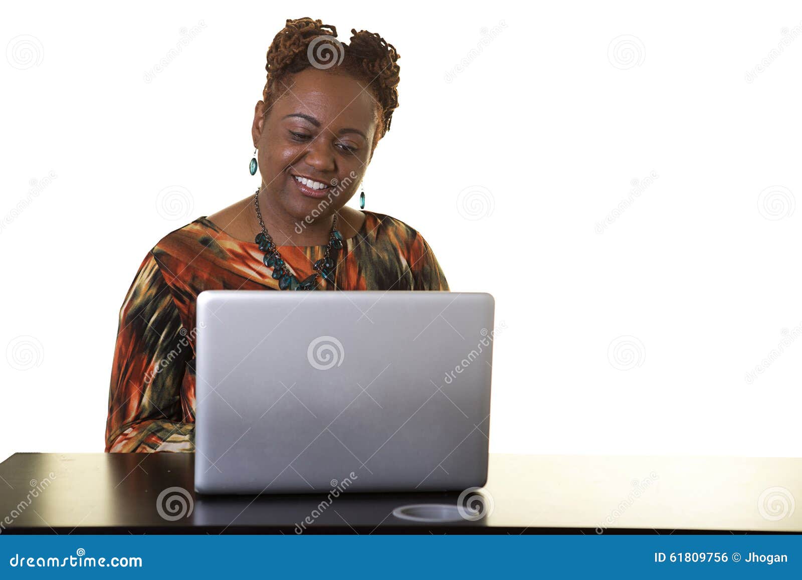 A Mother or Teacher Looking at a Computer Stock Photo - Image of black ...