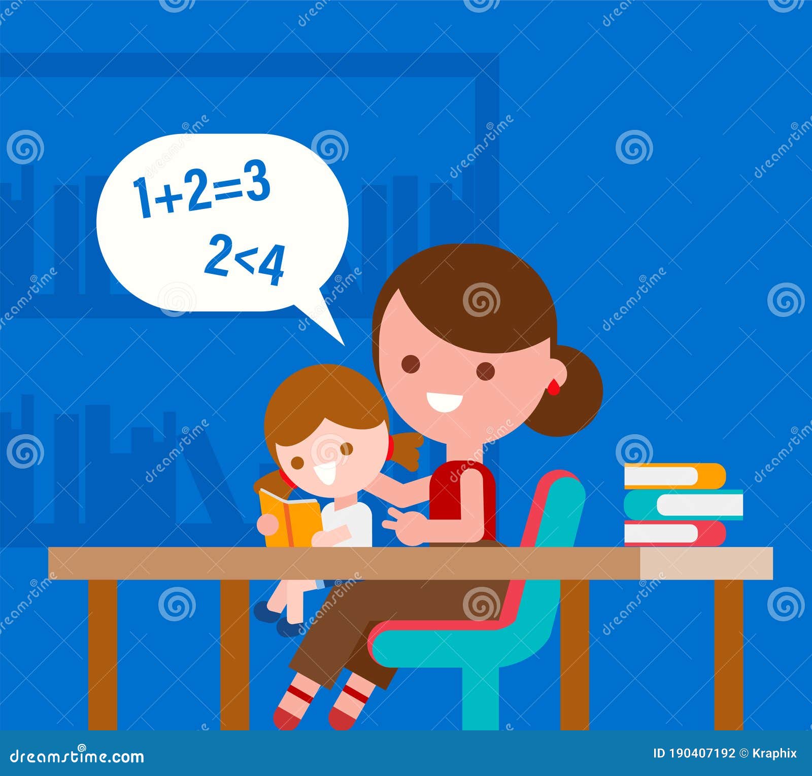 Mother Teaching Basic Math To Her Little Daughter Stock Vector ... Mother Teaching Basic Math To Her Little Daughter Stock Vector ...