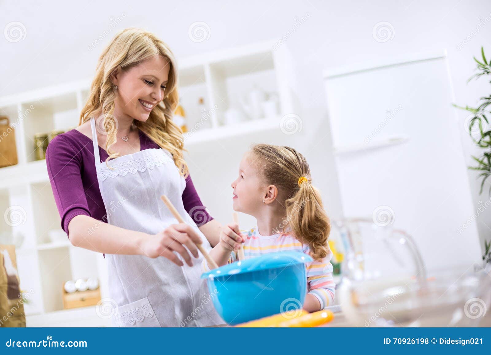 Mother Teaching Child How To Baking Bread Stock Photo - Image of ...
