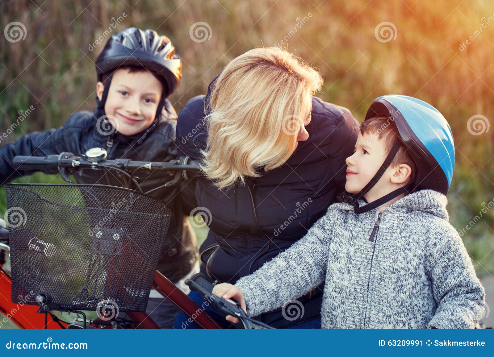 Mother Teaching Cycling Kids Outdoor Stock Image - Image of nature ...